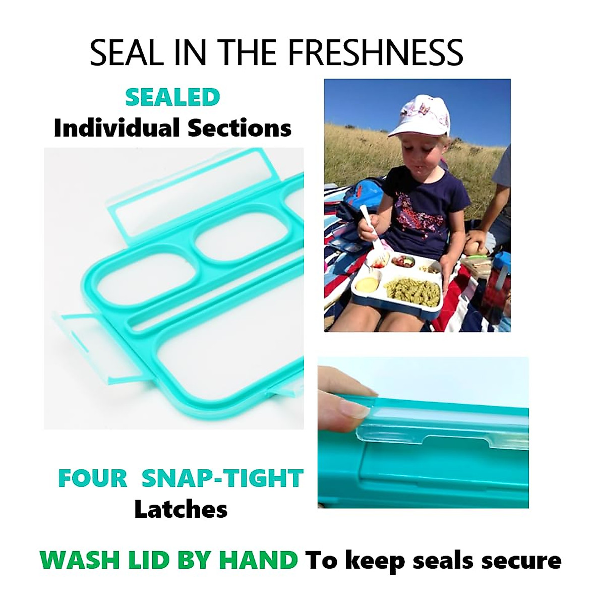 Bento Lunch Box and Snack Container Value Set| Meal Planning Portion Containers For Kids or Adults, School or Work | BPA Free | Microwave Safe | Utensils | 4 pack, Large and Mini, Blue + Navy