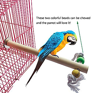 PINVNBY Parrot Climbing Ladder Swing Toy Natural Wood Bird Cage Play Gyms Playground Stand Rope Perch for Parakeet Cockatiel Conure Love Birds Finch African Grey Macaw Amazon Budgies