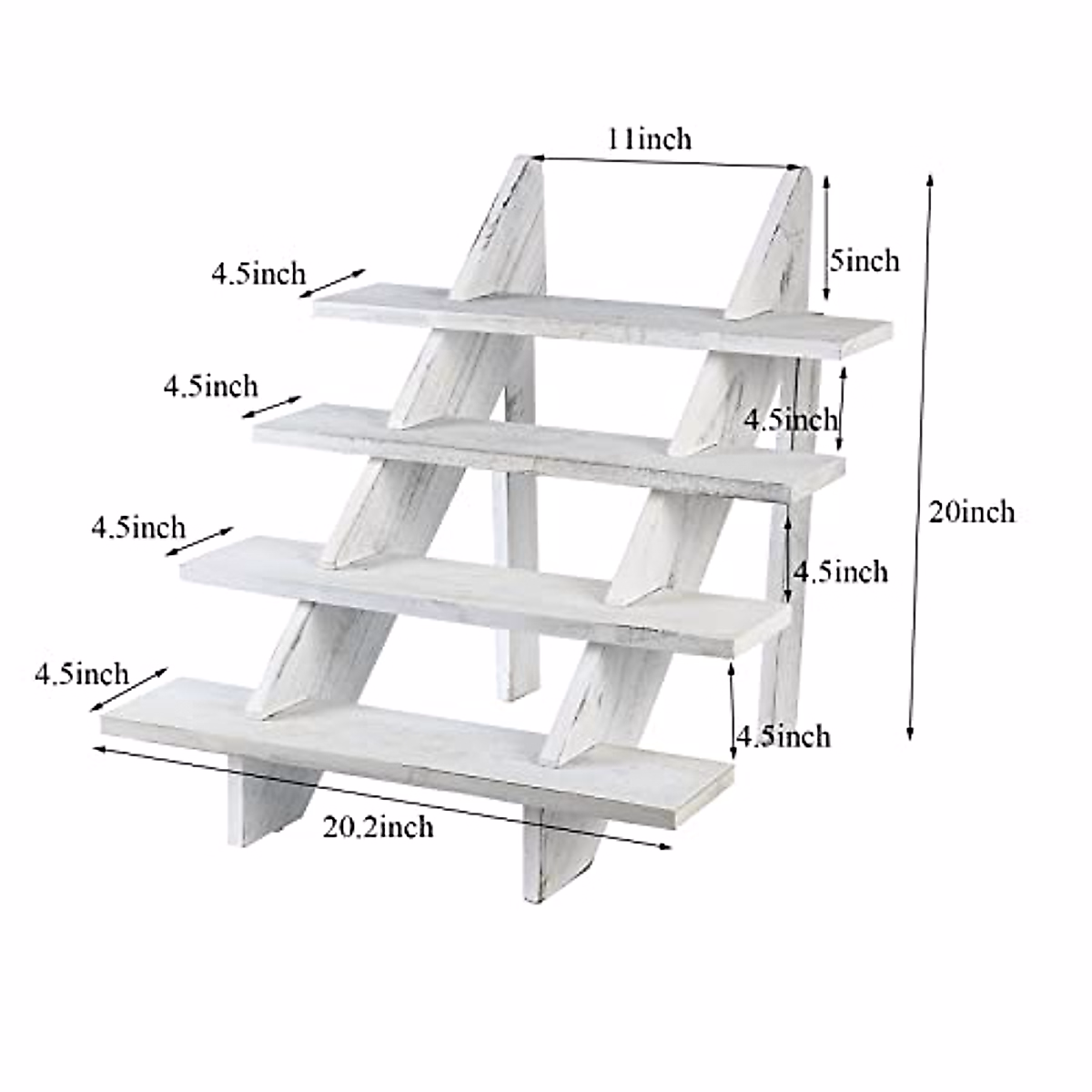woodsky White 4-Tier Retail Display Tables Wooden Stand with Portable Shelves for Products Display Craft Show Rack for Tabletop, Countertop, Farmers Market, Tradeshows, Vendor Riser