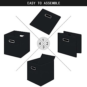 NieEnjoy Black Fabric Storage Bins Cubes ,Foldable Storage Cubes Bins Organizer Baskets with Dual Handles for Home Container Set of 2,(Black)