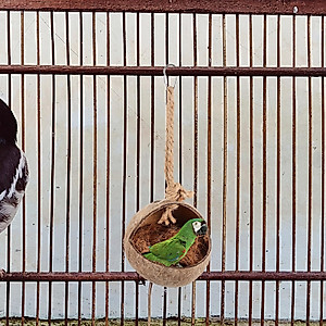 POPETPOP Coconut Shell Nest Toy Parakeet Bed Pet Bird Hanging Hut Wear-Resistant Bird Nest Bird Coconut Swing Bird Bed Bird Supply Bird Sleeping Nest Pet Parrot Sleeping Bed Long Tail House