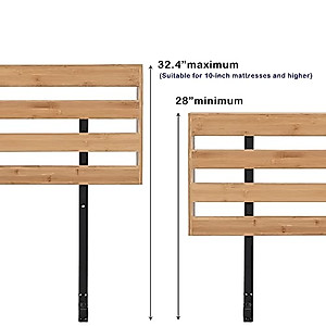 HW COMFORT 14 Inch King Size Solid Bamboo and Metal Platform Bed Frame with Bamboo Headboard/Easy Assembly, Natural & Black