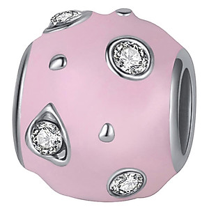 9 Pack Plated Silver Spacer Beads European Charms fit Pandora Bracelet CZ Enamel Set Plexiglass