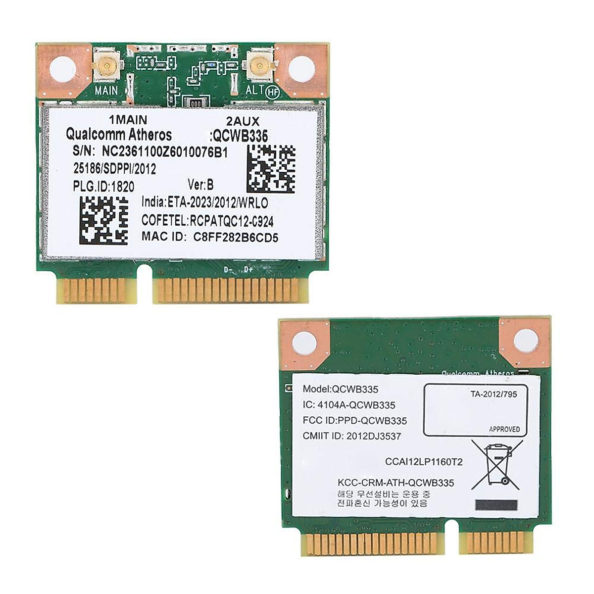 ASHATA Network Card,for Qualcomm AR9565 QCWB335 150M Mini PCI-E Bluetooth Network Card Universal, 2.4G Bluetooth Network Card for HP/DELL/ACER, etc.
