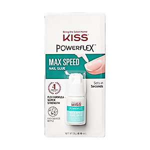 KISS PowerFlex Maximum Speed Nail Glue - Fast Drying Adhesive for Glue-On Nails & Repairs with Nozzle Tip Applicator, Ideal for Tips & Wraps, Net Wt. 0.10 oz (3g)