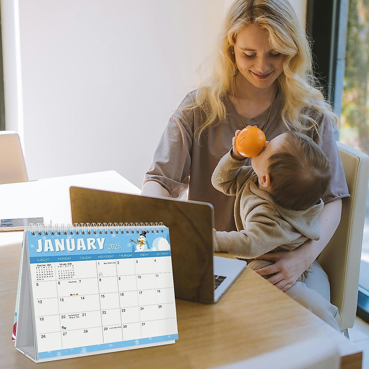 SKYDUE Small Desk Calendar 2023, Desk Calendar from Jan.2023 to Jun.2024, 7" x 8.5", Standing Desk Calendar with To-do List & Notes for Kitchen Office School
