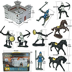 TYCBOY Colorful Character Modeling DIY Castle Building The Medieval Times Middle Ages Military Plastic Fort Model Kit Set with Figures Soldier Knight Simulated Siege War of Attack