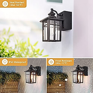 SIEPUNK Porch Light with Outlet, Dusk to Dawn Outdoor Light with GFCI Outlet, Anti-Rust Outdoor Wall Lantern Exterior Light Fixture, Outside Lights for House Front Door Patio Garage, Bulb Included