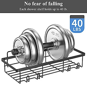 Hleelomi Shower Caddy Shelf Organizer, 4 Pack Adhesive Wall Shower Shelves, Black