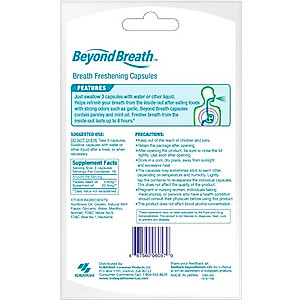 Beyond Breath Breath Freshening Capsules, Fresher Breath From Inside-Out, Even Works On Bad Breath From Garlic, Lasts Up To 8 Hours, 50 Capsules