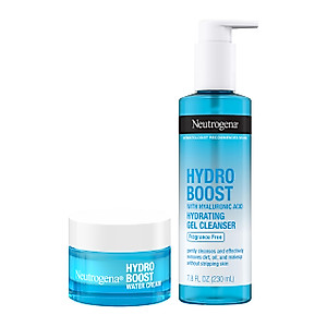 Neutrogena Skin Vitals Hydrating Duo, Hydro Boost Facial Cleanser, 7.8 fl. oz, & Hydro Boost Water Cream Face Moisturizer, 1.7 fl. oz, Fragrance Free Skincare with Hyaluronic Acid, 2 Items