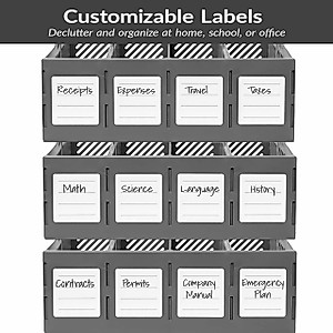 Alfion Collapsible Magazine Holder, 4 Vertical Slots | Modern Color Office Desk Organizer for File Storage (Charcoal Gray)