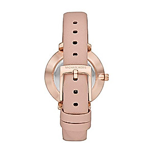 Michael Kors Women's Pyper Stainless Steel Quartz Watch with Leather Strap,Rose Gold/Pink/White, 14