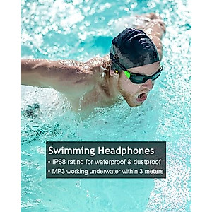 LOBKIN Bone Conduction Headphones Bluetooth 5.3 - Wireless Open Ear Headphones Built-in Mic & 32GB Memory MP3 Player, IP68 Waterproof Ultralight Sport Headphones for Swimming Running