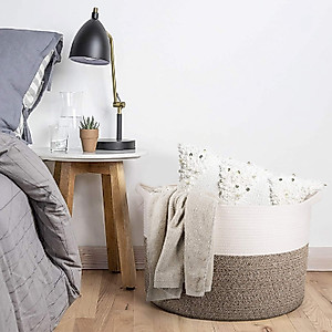 INDRESSME XXX Large Cotton Rope Basket (Set of 2)-Woven Baby Laundry Basket for Blankets Toys Storage Basket with Handle