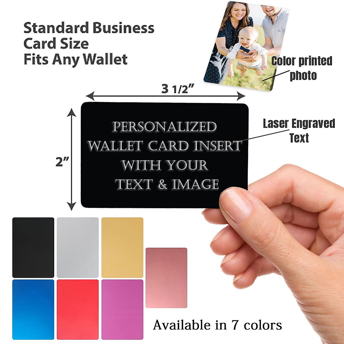 EAQ Personalized Wallet Insert, Custom Engraved Metal Card with Design, Message Card Gift for Dad, Husband, Boyfriend - Custom