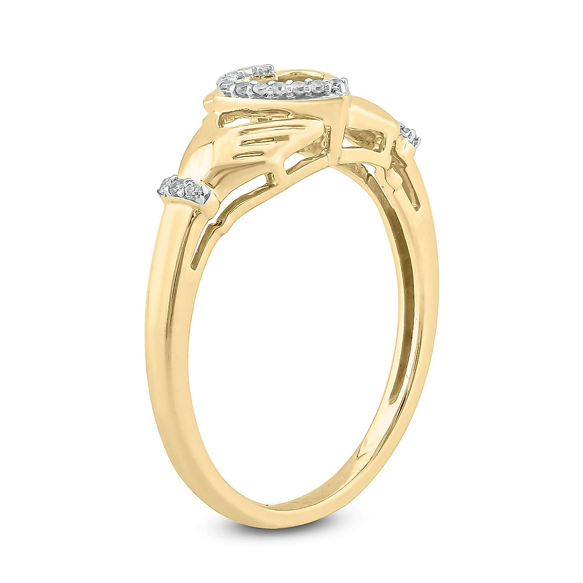 Cali Trove Irish Claddagh Ring for Women with Diamonds (Yellow Gold Plated Silver) |1/20cttw Diamond Wedding Heart Ring for her | Special Anniversary, Enagagement Gift for her | Jewelry for Women 7