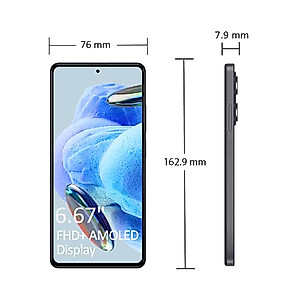 Xiaomi Redmi Note 12 Pro 5G + 4G (128GB + 6GB) Factory Unlocked 6.67" 50MP Triple Camera (Only Tmobile/Metro/Mint USA Market) + Extra (w/Fast Car Charger Bundle) (Midnight Black)