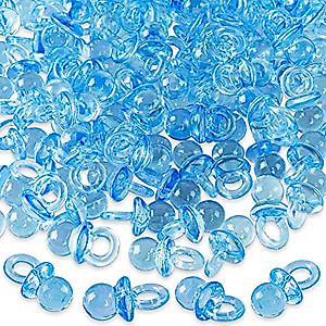 Mini Acrylic Baby Pacifiers for Baby Shower Decorations, Table Scatter, Party Favors, Games & Activities - 144 Pieces by Super Z Outlet (Blue)