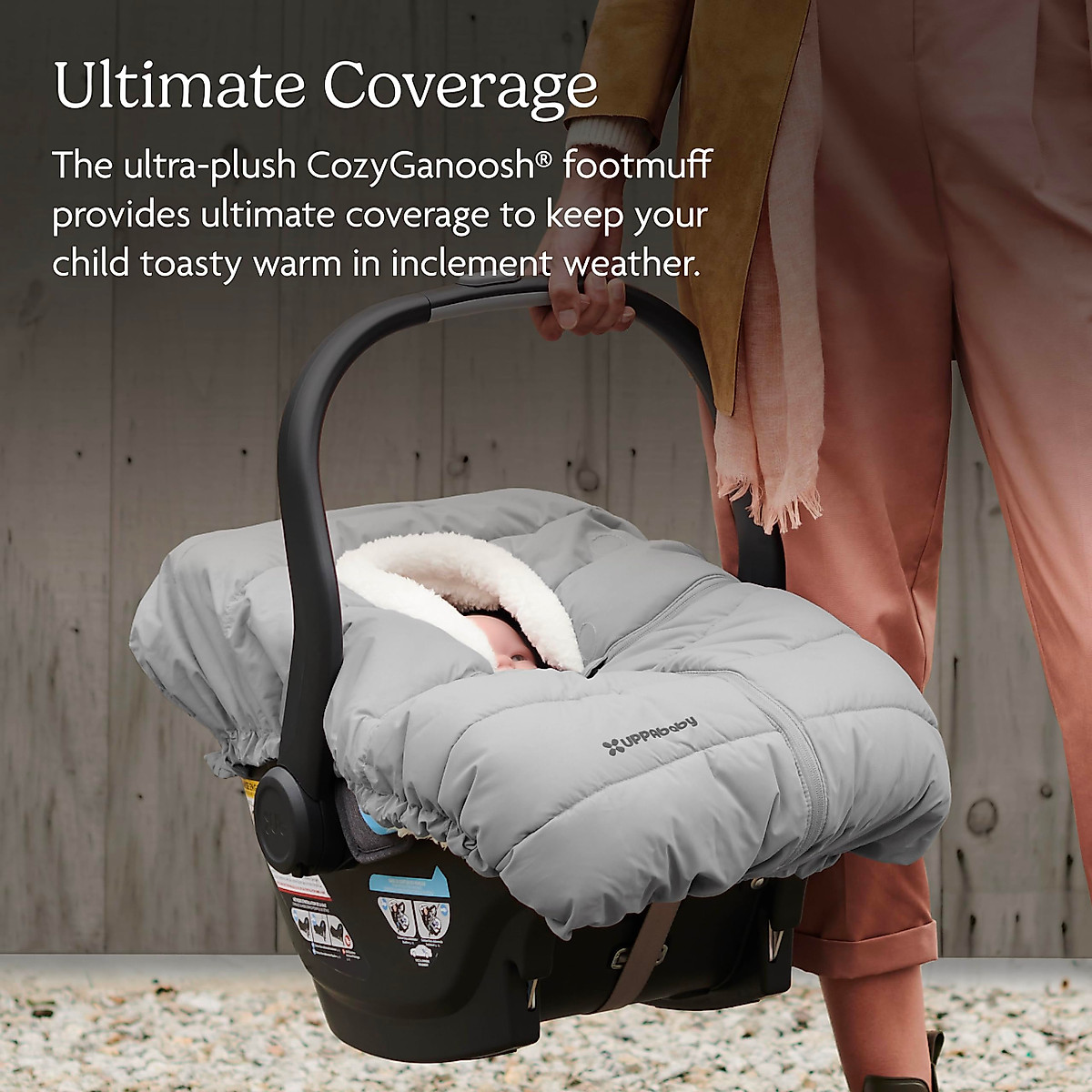 UPPAbaby CozyGanoosh for Aria and Mesa Infant Car Seat Carriers/Easily Attaches to Aria, Mesa, Mesa V2, Mesa Max/Ultra-Plush, Weather-Proof/Light Grey