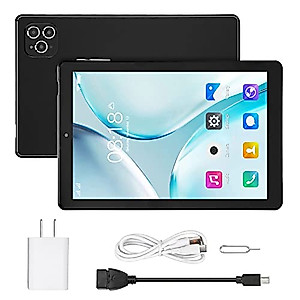 HD Tablet, US Plug 100‑240V 2 Card Slots Dual Camera Office for Business (Black)