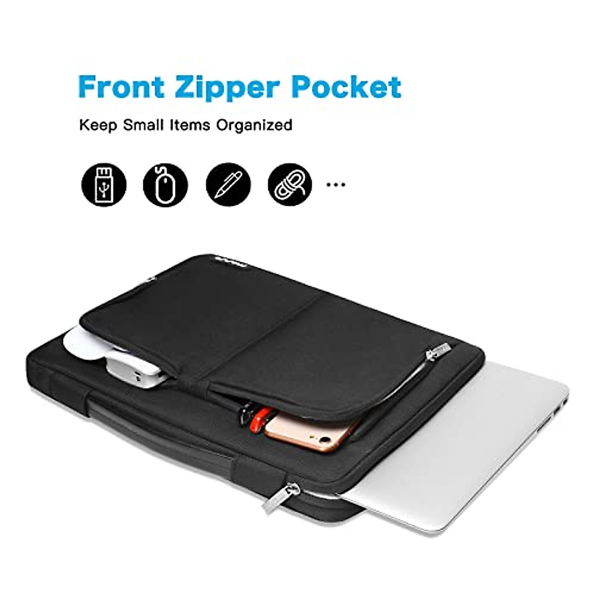 MOSISO 360 Protective Laptop Sleeve Bag Compatible with MacBook Air/Pro, 13-13.3 inch Notebook, Compatible with MacBook Pro 14 inch 2023-2021 A2779 M2 A2442 M1 with 2 Same Front Pockets&Belt, Black