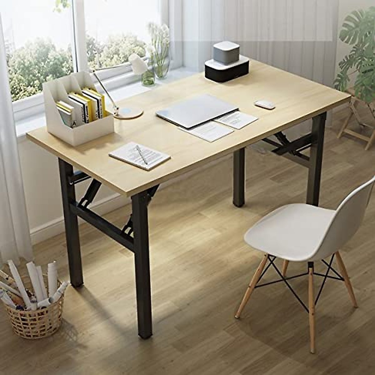 Computer Desk,47" Modern Simple Style Folding Tables,Home Office Writing Desk, Space Saving Foldable Table, No Install Needed