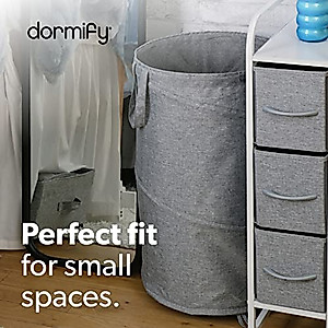 Pop Up Laundry Hamper Backpack Extra Large Round with Wheels, Shoulder Strap for Dorms, Apartments, Homes, and Travel