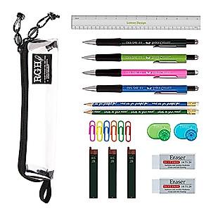 Rough Enough Clear Slim Pencil Case Pouch for Kids Boys Girls School Stationary Art supplies Exam