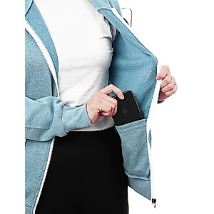 GIVON Basic Lightweight Zip Up Hoodie Long Sleeve Thin Hooded Jacket for Women with Plus Size / DCF200-CHARCOAL-M