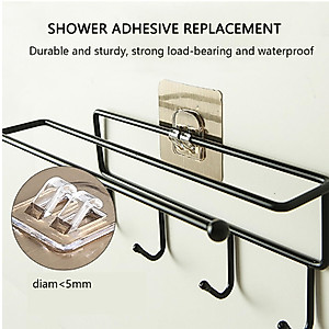 Resdenio Shower Caddy Adhesive Replacement Strips - 10 Pack Corner Transparent Kitchen Bathroom Self Adhesive Shelf Holder Waterproof No Drilling Hanging Shower Caddy Hook (Gold)