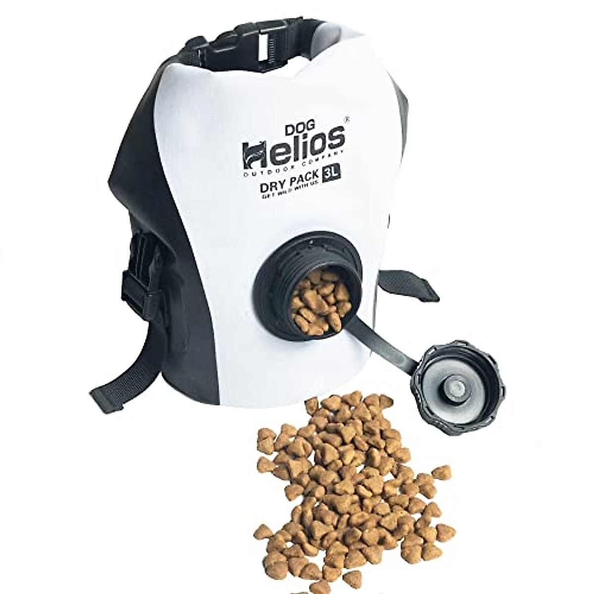 Dog Helios 'Grazer' Waterproof Outdoor Travel Dry Food Dispenser Bag, 3L, White