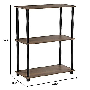 Furinno Turn-N-Tube 3-Tier Compact Multipurpose Shelf Display Rack with Classic Tube, Columbia Walnut/Black