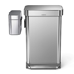 simplehuman Compost Caddy, Detachable and Countertop Bin, 4 Liter / 1.06 Gallon, Brushed Stainless Steel