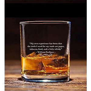 QPTADesignGift William Faulkner Quote Whiskey Glass - Whiskey Glass Etched - Whiskey Quotes - Funny Birthday Gift - Fathers Day Glass - Funny Birthday Gift