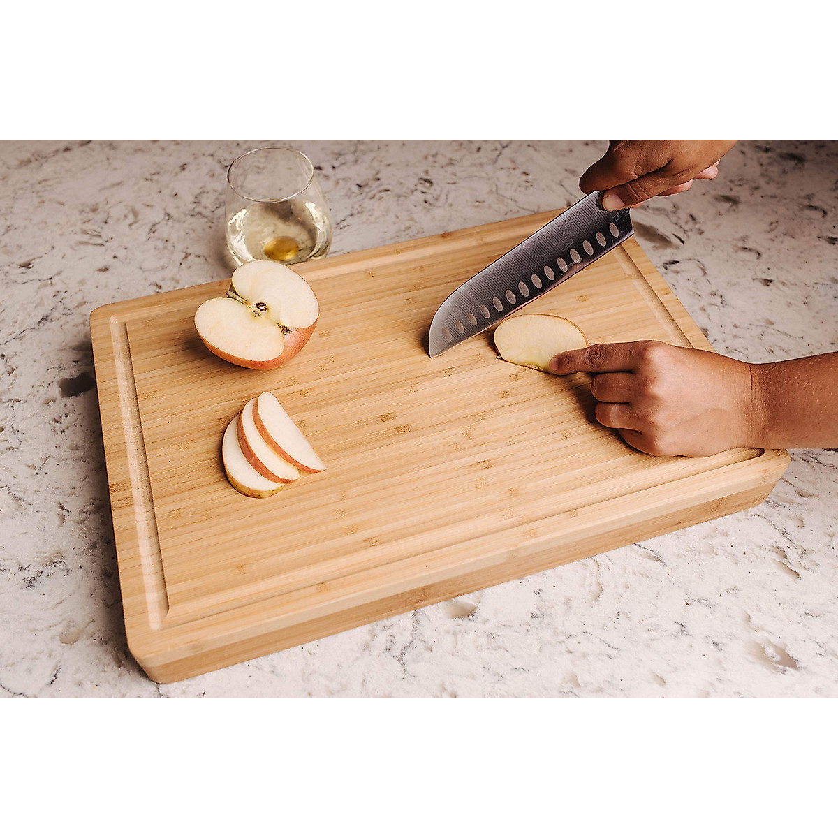 Reversible Cutting Board for Kitchen - a combo of EXTRA THICK multipurpose large chopping board (17 x 11.8 x 1.6) ; this butcher block makes great house warming presents and kitchen accessories