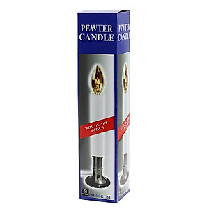 Creative Hobbies® Electric Window Candle Lamp with Pewter Plated Base, On/Off Switch, Light Bulb, Ready to Use!