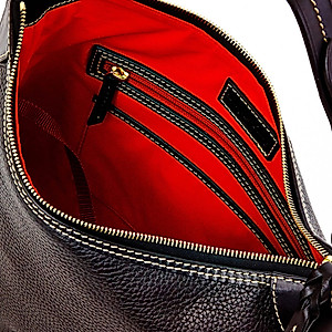 Dooney & Bourke Women's Hobo Shoulder Bag in Pebble Grain Leather, Large Handbag with Adjustable Shoulder Strap, Black/Black