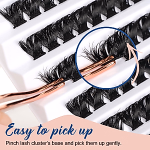 Lash Clusters 144 Pcs, Crislashes Cluster Lashes D Curl 12-18mm Mixed Fluffy Eyelash Clusters Wispy Manga Lashes Look Reusable at Home Lash Extension (Fluffy,D curl 12-18mm)