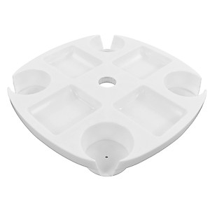 TANIQIACA Beach Umbrella Table Tray White Round with 4 Cup Holder for Snack Drink