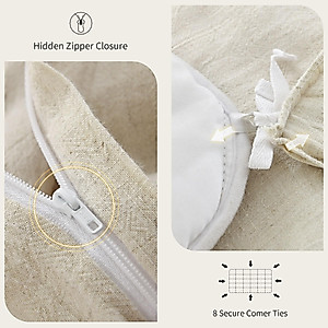 Grassix Linen Duvet Cover King Size - Soft Duvet Cover Set, Breathable Linen Comforter Cover, Luxury Bedding Set for Housewarmings Gift Natural Linen 104"x90"