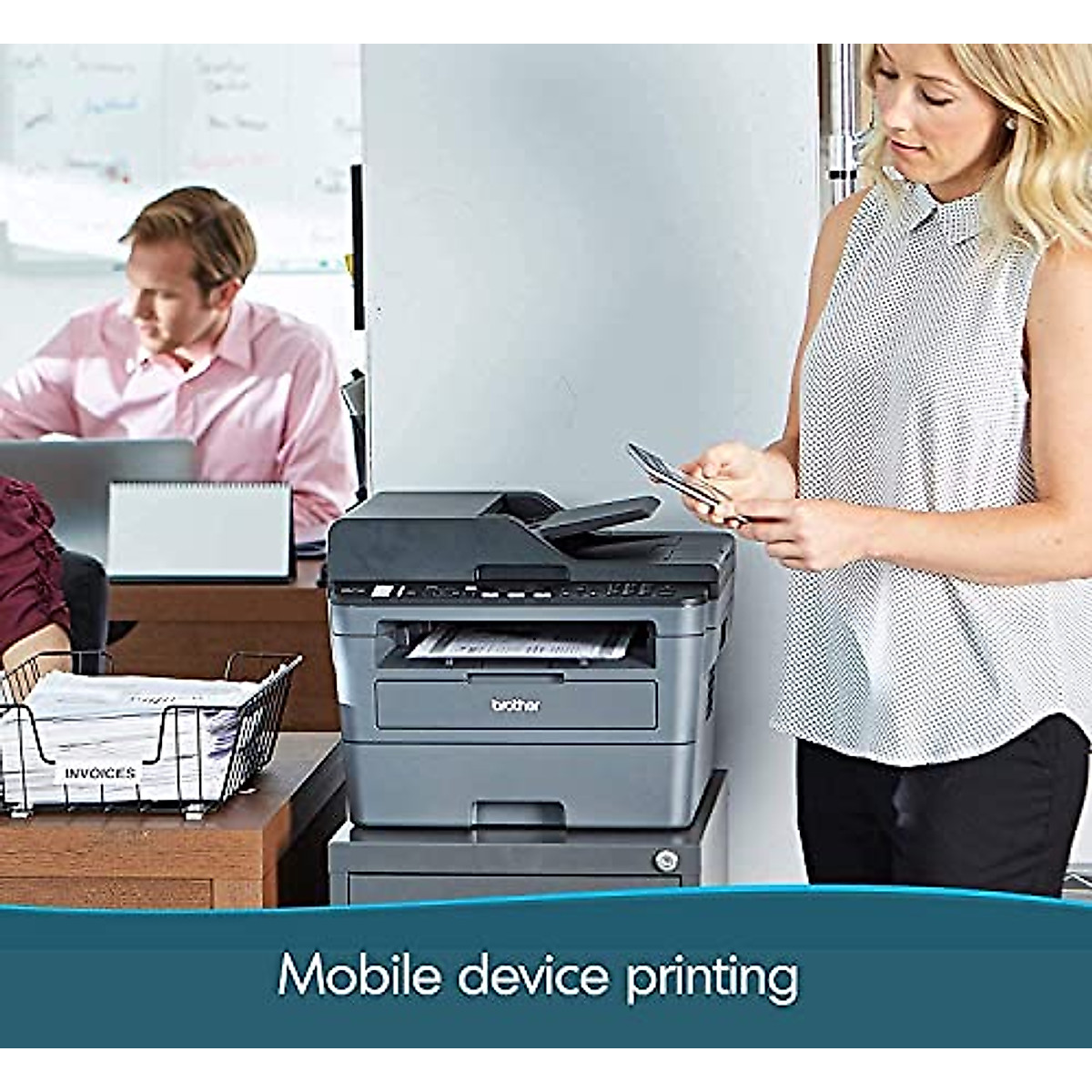 Brother Monochrome Laser Printer, Compact All-in One Printer, Multifunction Printer, Wireless Networking and Duplex Printing, 32GB Tela USB Card