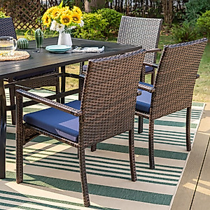 Sophia & William Patio Outdoor 2 Pieces Dining Chairs, Brown PE Rattan Armchair Sofa with Seat Cushions, Modern Outdoor Dining Conversation Furniture, Load Capacity: 330 lbs, 2 Pack