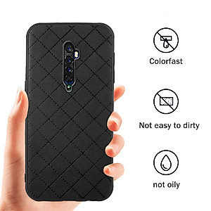 ELISORLI Compatible with Oppo Reno 2 case Rugged Thin Slim Cell Accessories Anti-Slip Fit Rubber TPU Mobile Phone Protection Full Body Silicone Soft Bumper Grip Cover for Reno2 2019 Women Men Black