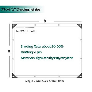 ZHANGY Shade Net Shade Cloth Shade Mesh 20x30ft, Blue Sunblock for Greenhouse Sunshade Cloth with Grommets UV Block Shade Tarp Tear-Resistant, for Outdoor Garden Plants Backyard Car Cover