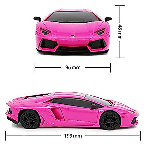 CMJ RC Cars Lamborghini LP700-4 Remote Control RC Car Officially Licensed 1:24 Scale Working Lights 2.4Ghz. Great Kids Play Toy Auto (Pink)