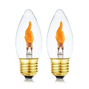 Sunaiony LED Flickering Light Bulbs E26 Flame Effect Bulb Standard Base, Fire Light Bulbs for Halloween Christmas Decoration, 2 Pack