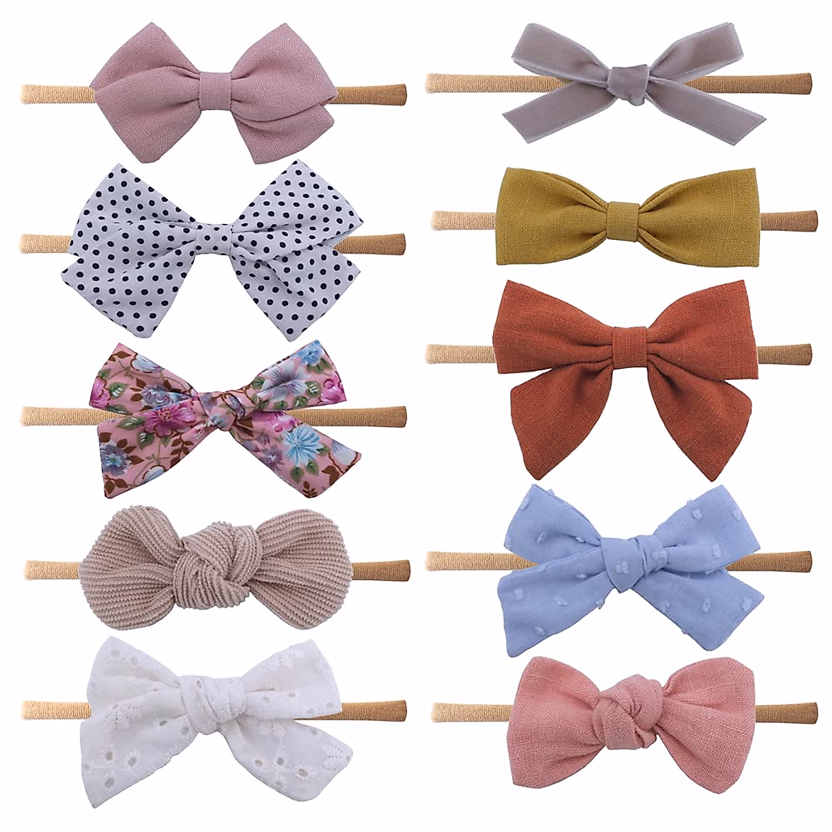 Sugarmelon Baby Nylon Headband with Bows for Newborn Toddler Hair Bow Elastic for Infant Baby Girls Kids Hairbands Accessories Mauve Bubble