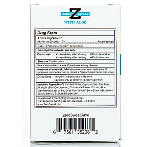 ZeroSweat Antiperspirant Deodorant with Aloe | Clinical Strength Hyperhidrosis Treatment - Reduces Armpit Sweat for Up To 7-days per Use - Protection from Excessive Sweating and Odor for Men and Women