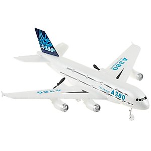 PLRB TOYS RC Plane Remote Control Airplane RC Plane,2.4Ghz DIY 2 Channels Radio Control Airplane Built in 6-Axis Gyro, A380 RC Aircraft EPP Foam Glider for Beginner (Two Batteries)